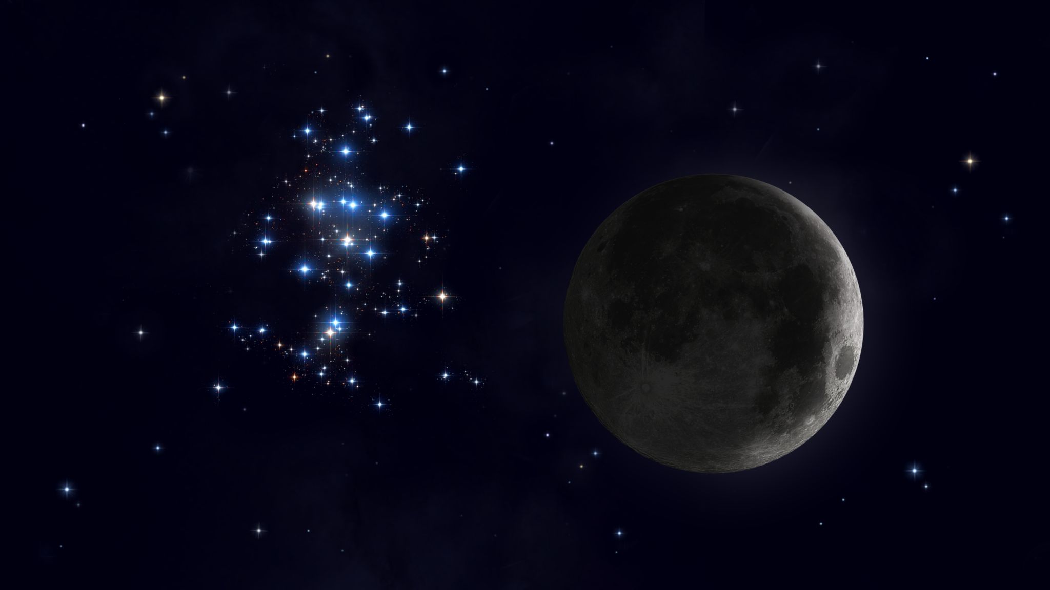 Close approach of the Moon and M44 | Star Walk